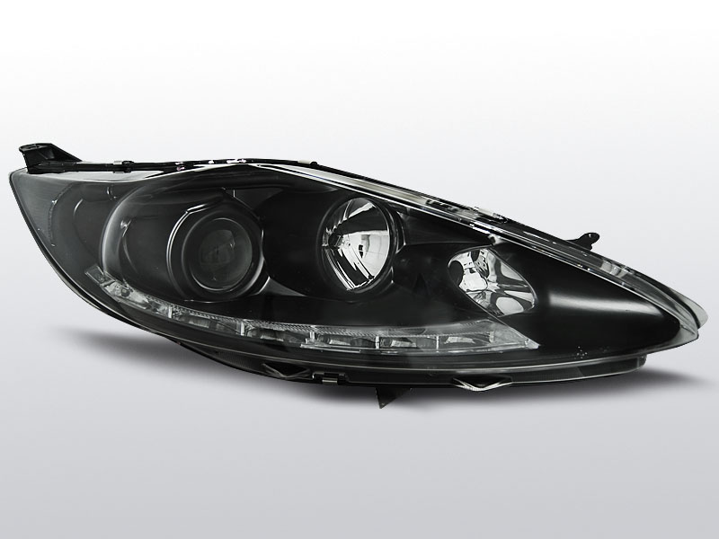 Lampy przednie, FORD FIESTA MK7, 2008-2012, DAYLIGHT CZARNA